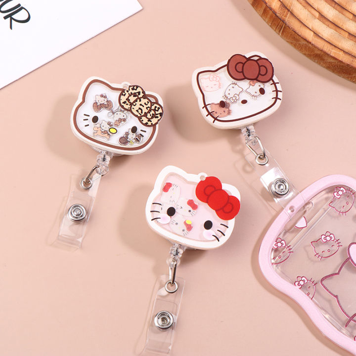 Kawaii Shake Hello Kitty Scalable Badge Reel Holder Sanrio KT Cat Nurse ...