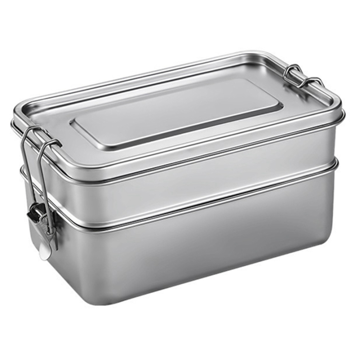 1 Piece Stainless Steel Lunch Box Double Layers Bento Student Food ...