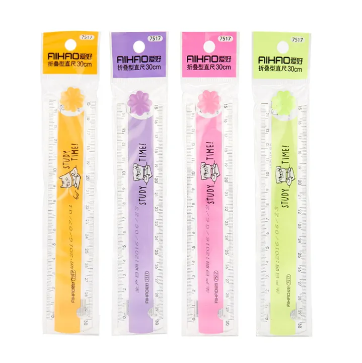 30CM New Cute Kawaii Study Time Color Folding Ruler Multifunction DIY ...