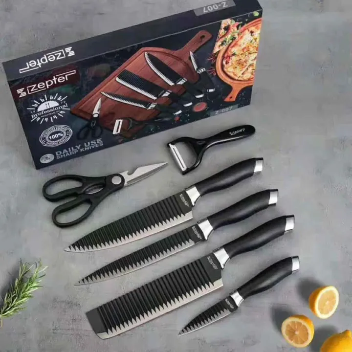 6 Stainless Steel Knife Set with Nonstick Coating | Daraz.com.np