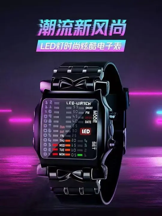 【popular bestseller】Version Black Digital Binary Luminous Watch for Men ...