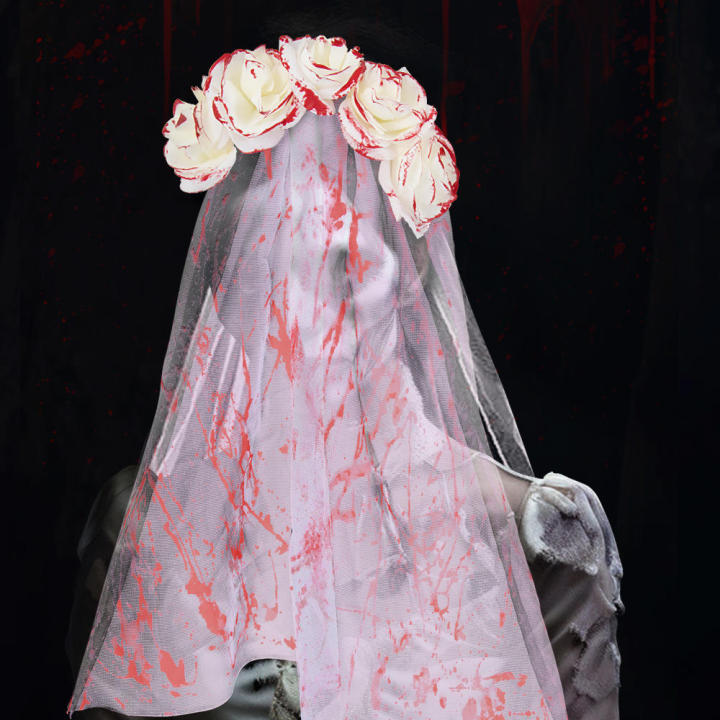 Halloween Veil Headband Halloween Bride Veil Headpiece - Bloody Bride ...