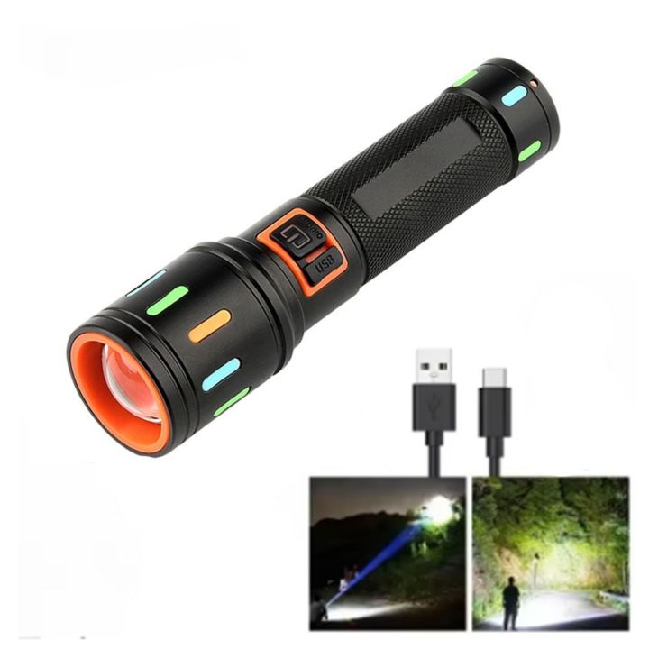 Multi-Purpose Rechargeable Colorful Fluorescent Flashlight Adjustable ...
