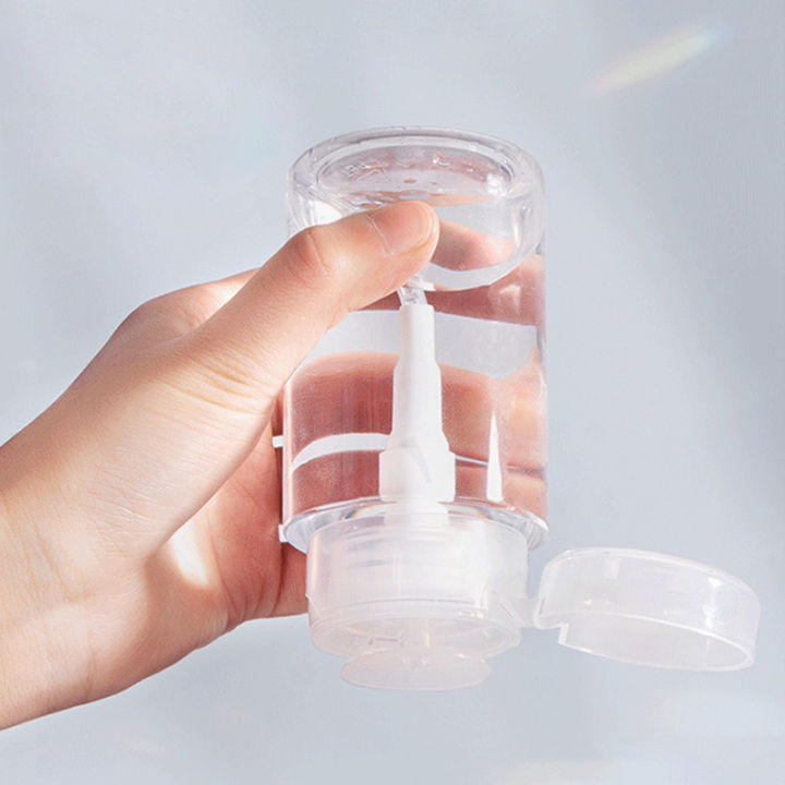 HOT 100ml Refillable Empty Press Pump Bottle Nail Polish Clear ...