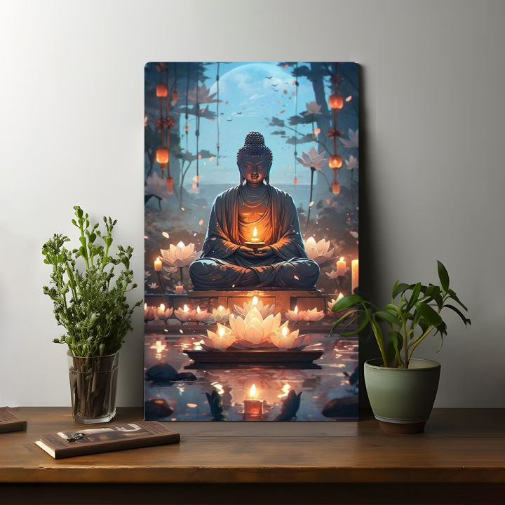 Lord Buddha Wooden Framed Canvas Design | Daraz.com.np