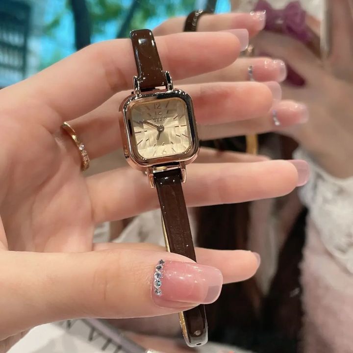 Women's Watch student temperament simple workplace niche design small square sugar retro high ...