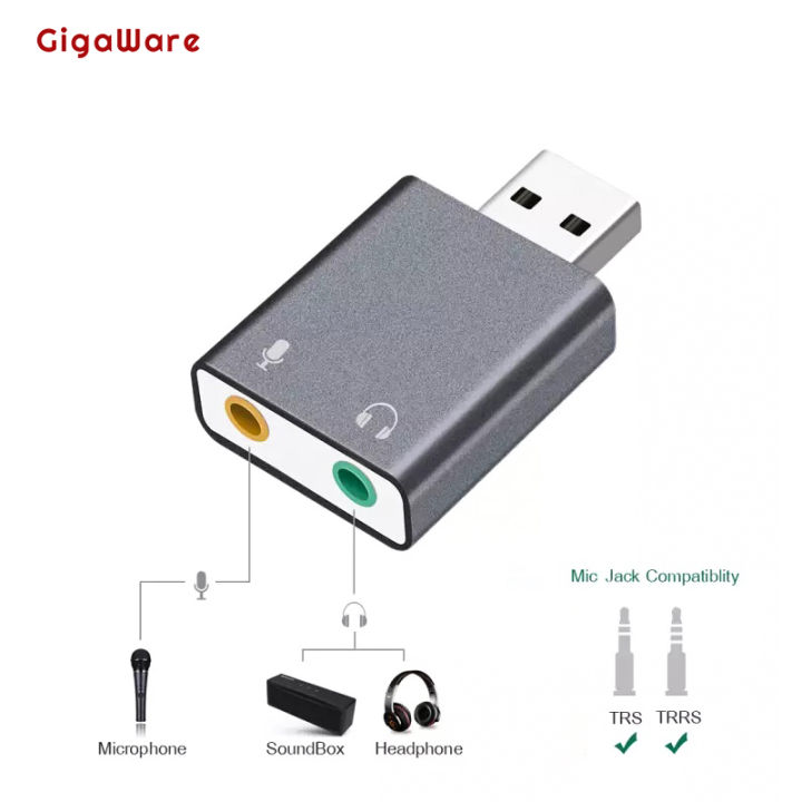 External USB Sound Card 7.1 Microphone-in Audio-out USB Splitter ...