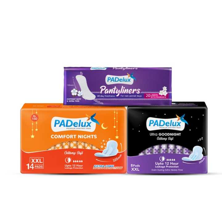 Padelux Combo Pack Of Pantyliners 155Mm + Sanitary Pads Comfort Nights ...