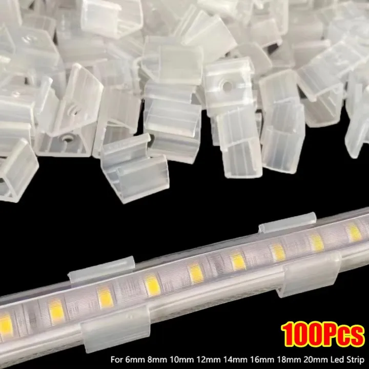 100Pcs New 220V Flexible COB LED Strip Fixed Clips Plastic 8-20mm Light ...