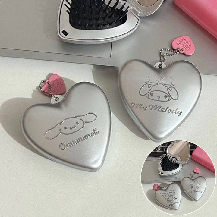 Mini Sanrio Folding Comb Hello Kitty Head Anti-Static Comb With Mirror ...