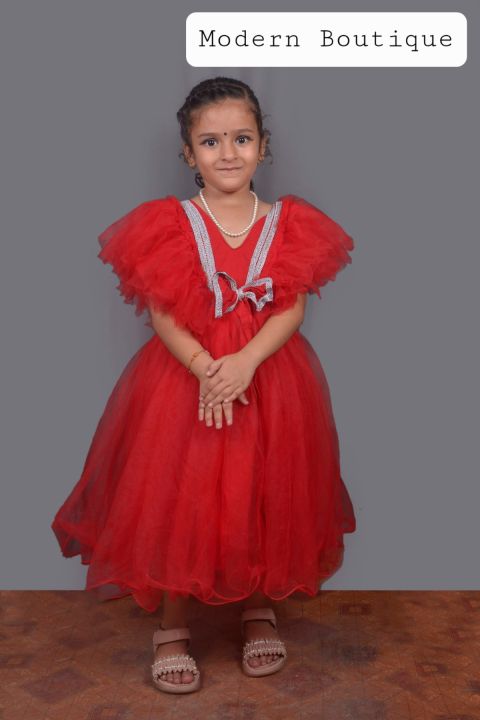 Red Net Frock For Kid Girl (Age From 5 to 7 years) | Daraz.com.np