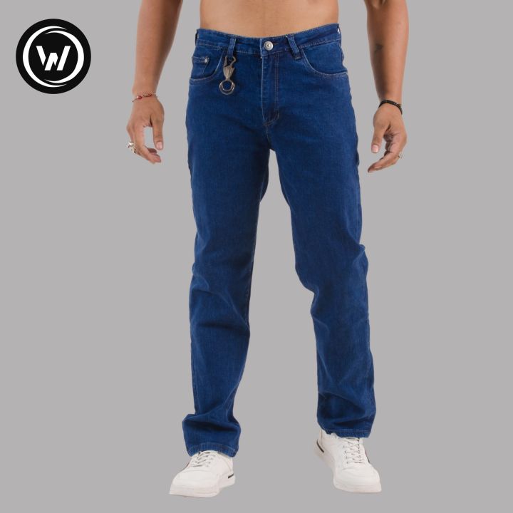 Wraon Deep Blue Stretchable Premium Straight Fit Jeans For Men ...