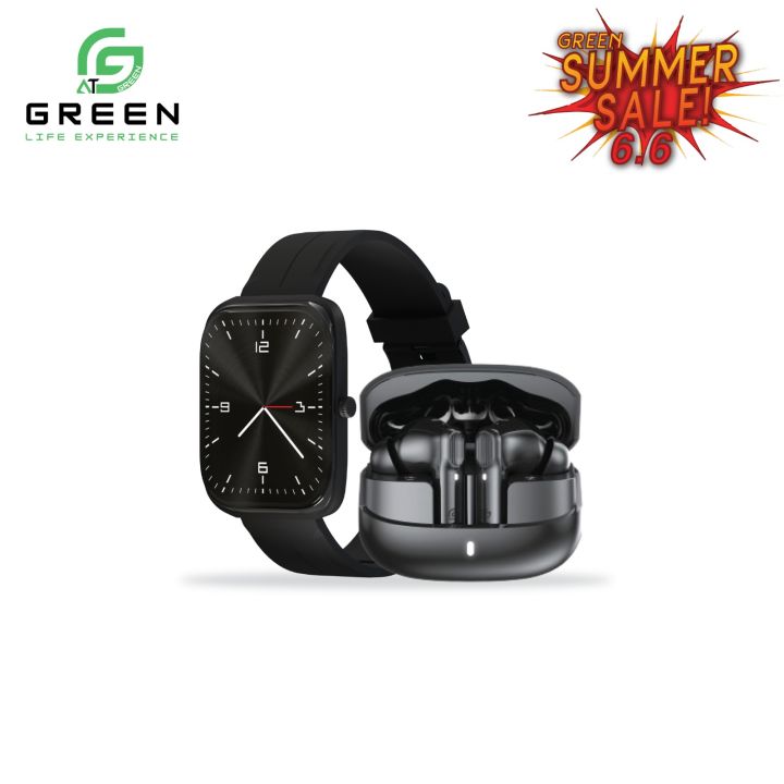 Green Combo Airbeat-520 Dual Mic ENC Earbuds & vision Fit metallic ...