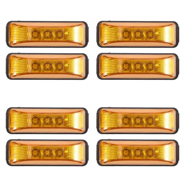 8PCS 24V 3.9Inch 3 LED Truck Trailer Front Rear LED Side Marker Lights ...