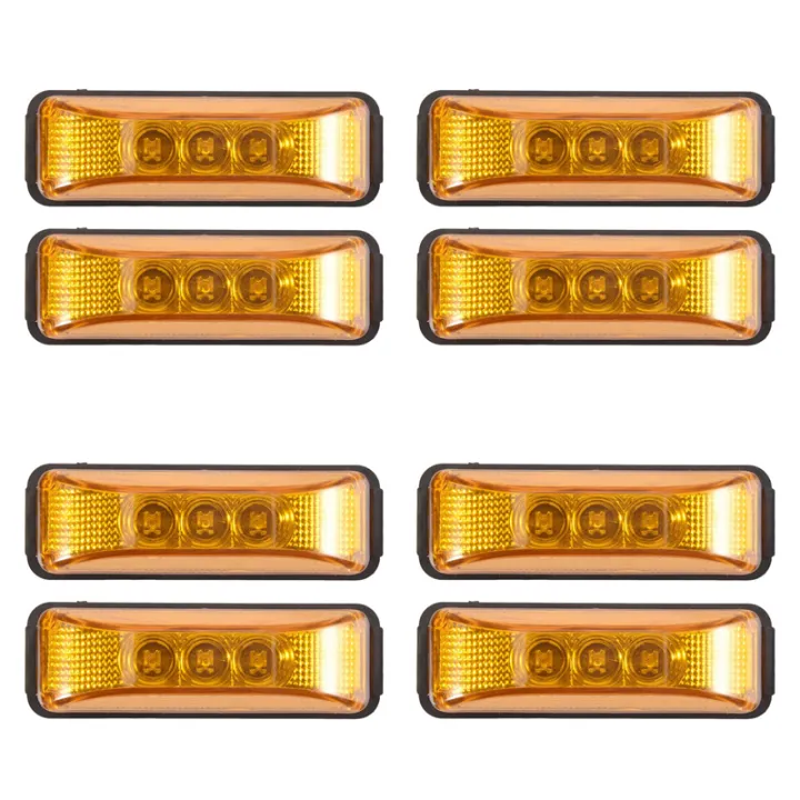 8PCS 24V 3.9Inch 3 LED Truck Trailer Front Rear LED Side Marker Lights ...