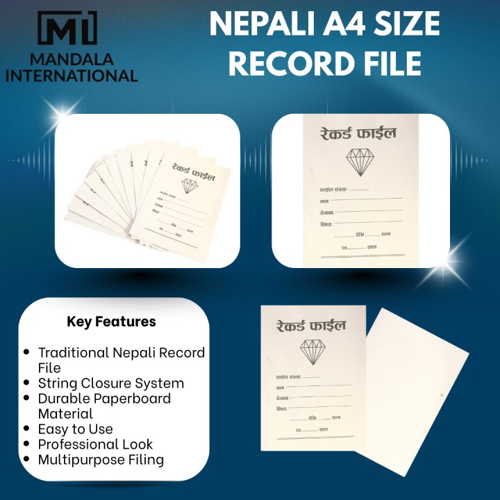Nepali Record File with String | A4 Paper File Folder | Set of 10 ...