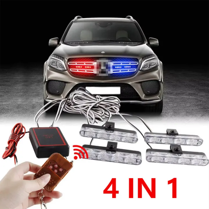 2025 NEW 4 In 1 Red Blue Emergency Strobe Lights Police Lights 12V With ...
