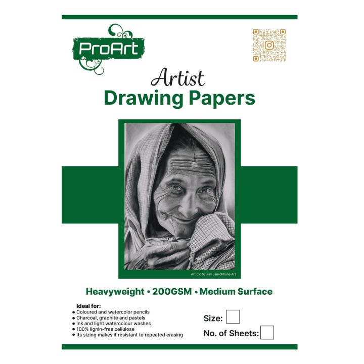 ProArt Artists' Sketching & Drawing Papers 200 GSM A3, 12 Sheets ...