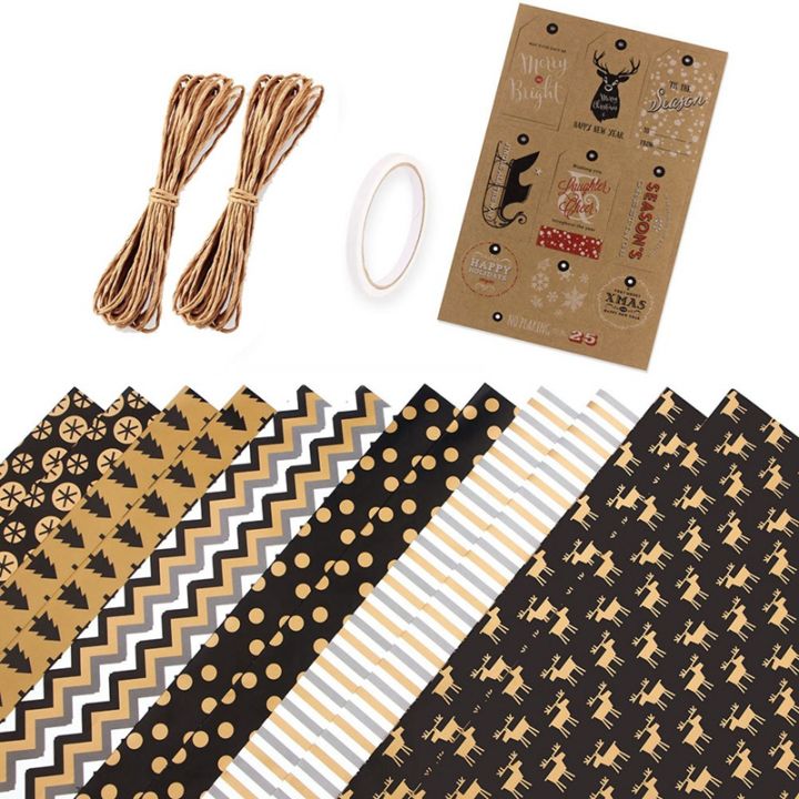 12 Sheets Christmas Wrapping Paper,Gift Wrapping Paper with 6 Different ...