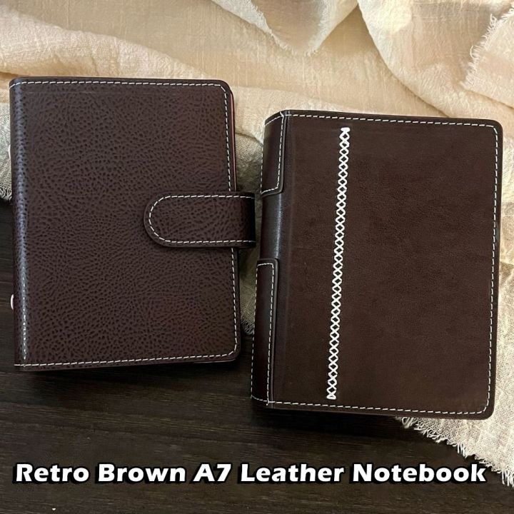 Multi Functional Retro Brown Loose-leaf Notebook PU Leather DIY ...