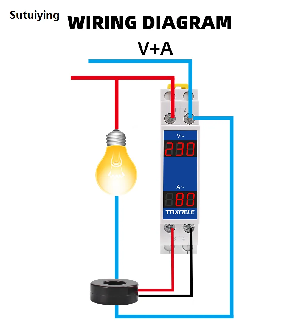 Sutuiying Din Rail 18mm Voltage Current HZ Meter AC 80-500V 220V 380V ...