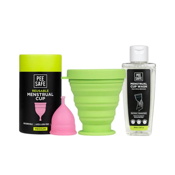 Pee Safe Menstrual Cup Medium + Sterilizing Container + Menstrual Cup ...