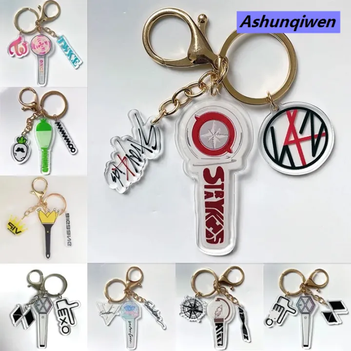 Ashunqiwen Kpop Stray Kids Light Stick Mini Keychain Acrylic Keyring ...