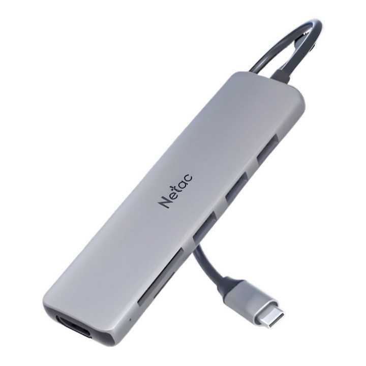 Netac WF14 6 in 1 Type C Hub with Type C to HDMI, USB 3.0, SD and Micro SD TF Card Reader for ...