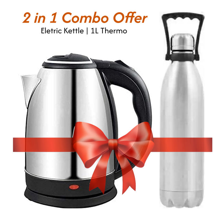 2-in-1 Combo: 1.8L Electric Kettle for Boiling Water, Tea, Coffee & 1L ...