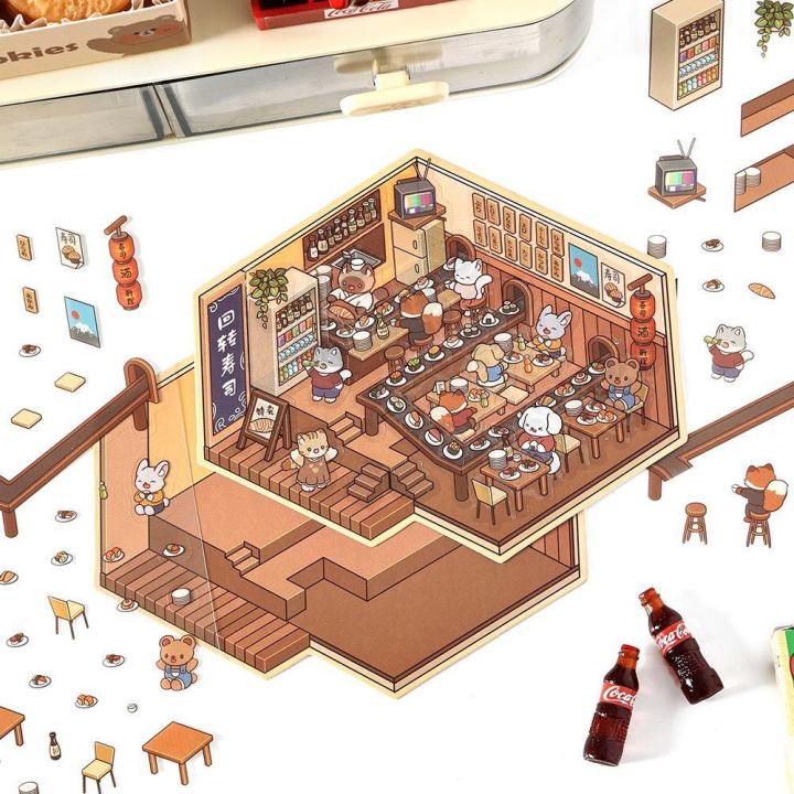 Visual Cabin Tent Stickers Stacked Stickers 3d Mini for Home Exterior ...