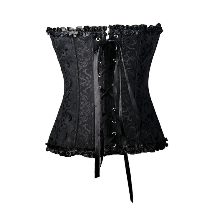 Portable BurVogue Women Lace Up Floral Boned Corset Overbust Body ...