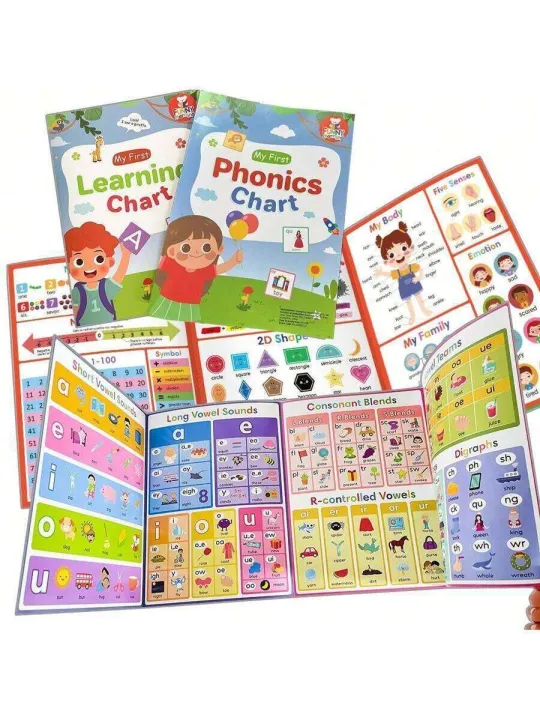 Phonics Chart Preschool Early Learning Alphabet Numbers1-10 Colors CVC ...
