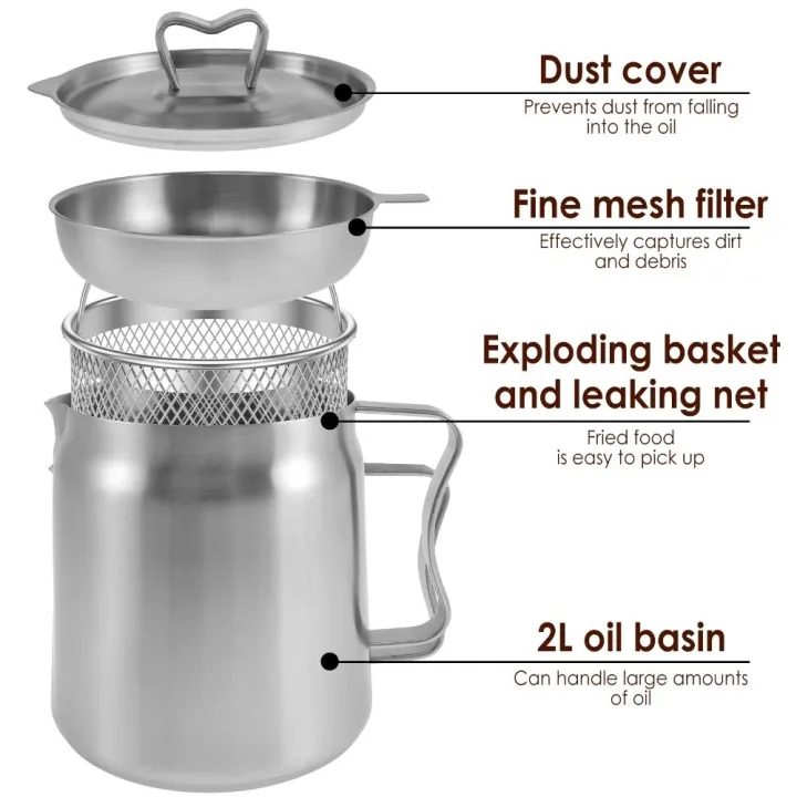 New 2/1.5L Capacity Oil Strainer Pot Fine Mesh Multifunctional ...