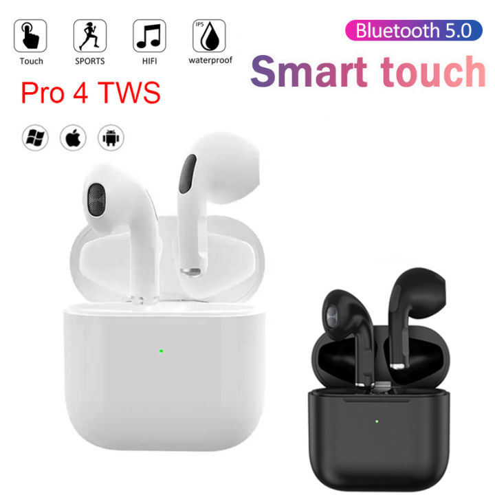 White TWS Pro 4 Wireless Bluetooth Connectivity BT5.0 EarBuds With Mic ...