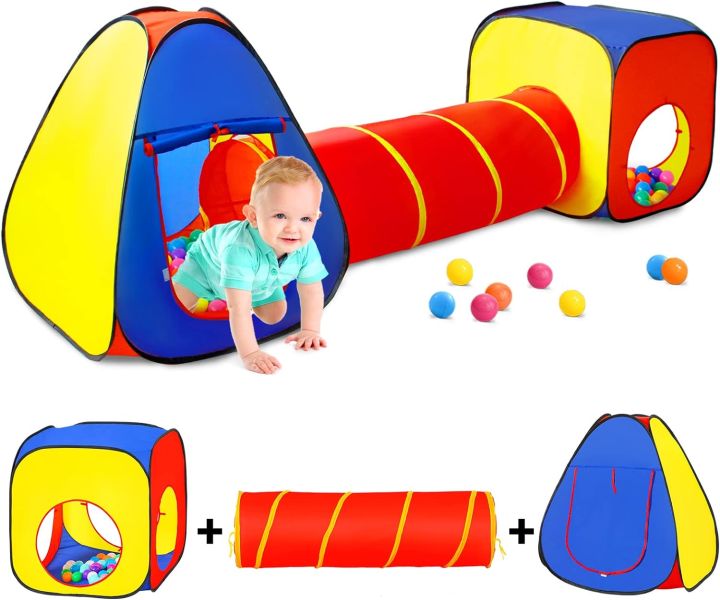 Mamu Box Nepal Kids Play Tent with Ball Pit, Crawl Tunnel, Castle Tent ...