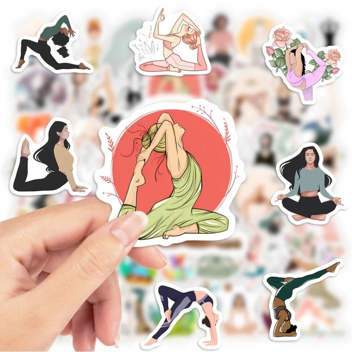 25/50pcs Aesthetic Yoga Pose Mountain Warrior Tree Pose Stickers for ...