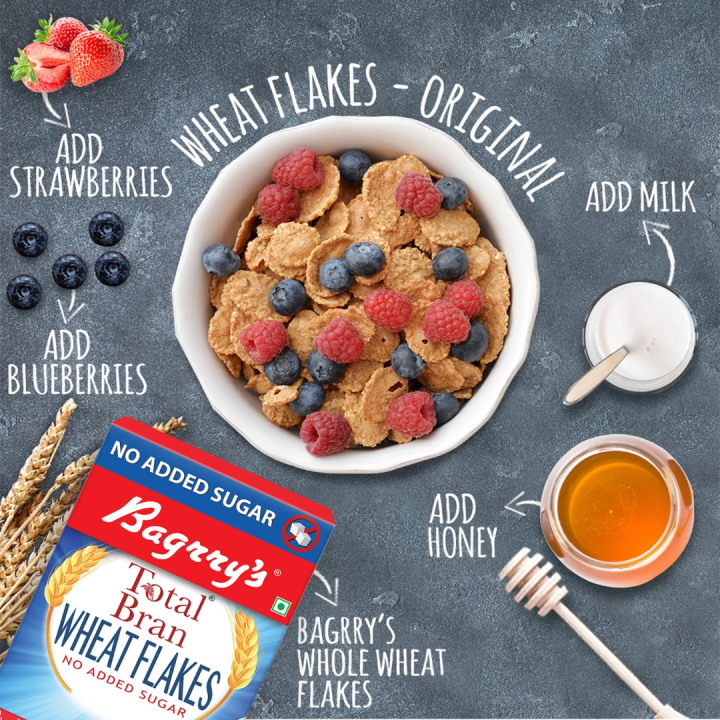 BAGRRYS TOTAL BRAN WHEAT FLAKES NO ADDED SUGAR (500g) | Daraz.com.np