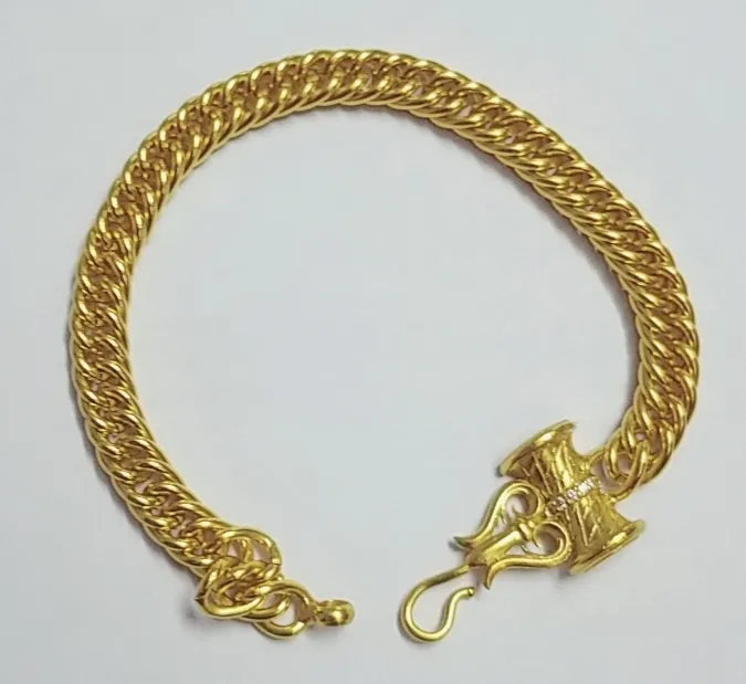 Damau Bracelet /Panchadhatu Design Gold Plated Damaru Chain Bracelet ...