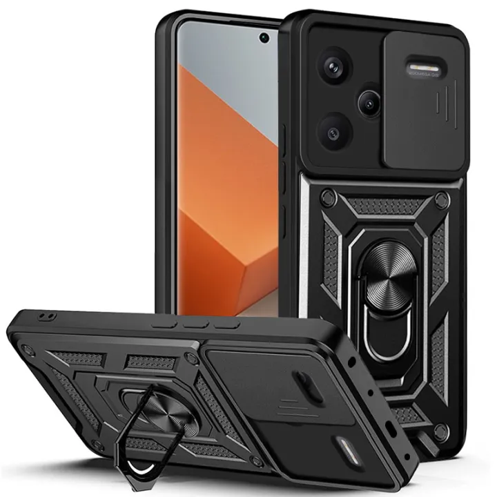 Vantime for Xiaomi Redmi Note 13 Pro Plus 5G Pro+ Case Stand Slide Lens Cover Shockproof Hard ...