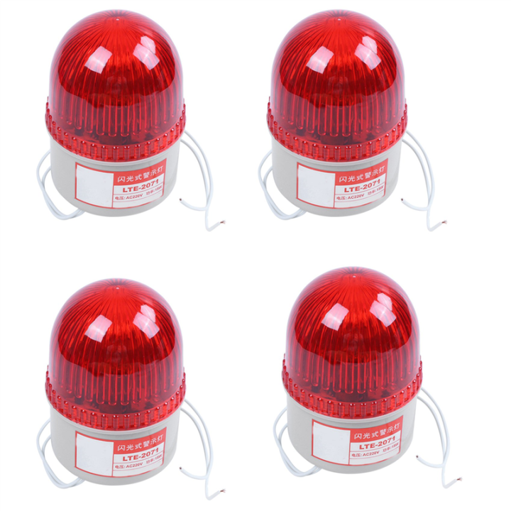 4X AC 220V 15W Red Light Industrial Signal Tower Flash Warning Lamp ...