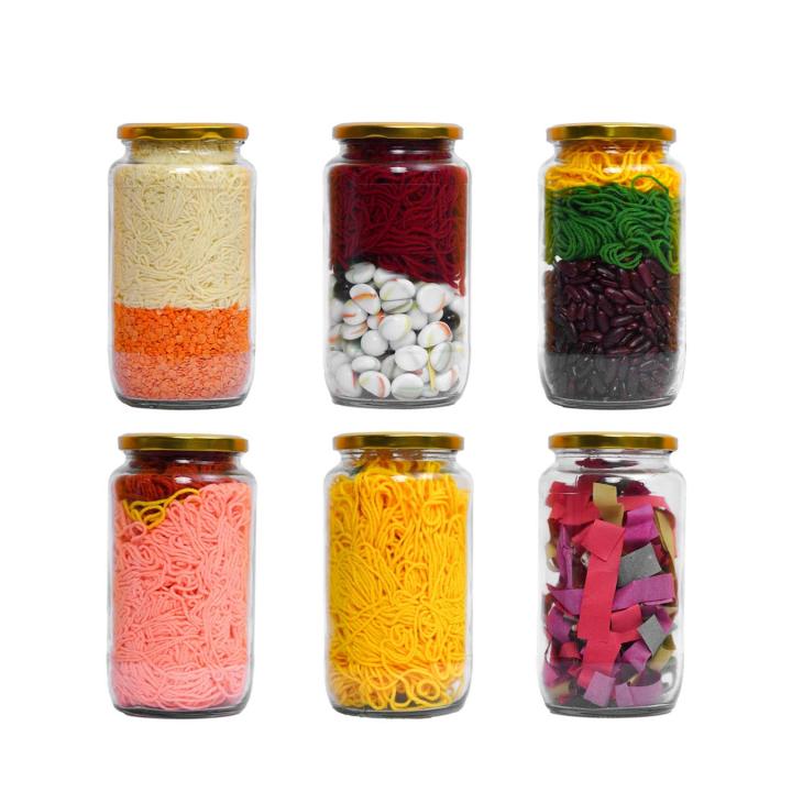 3 Pieces 1000 Grams Glass Jar with Golden Screwl Lid 3 Piece Set 1000 ...