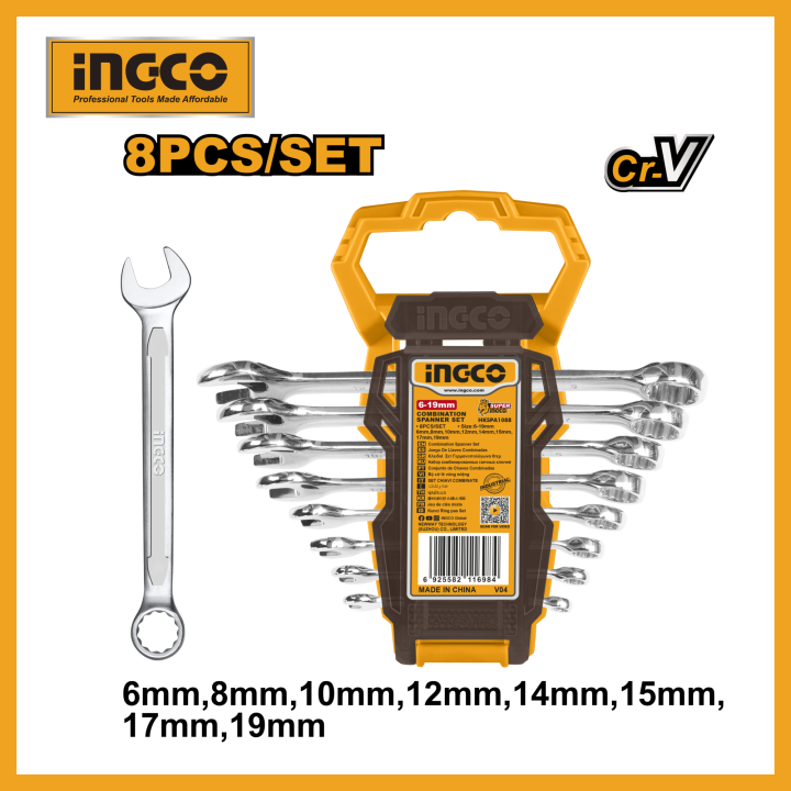 INGCO 8pcs Combination Spanner Set(6-19mm) HKSPA1088 | Daraz.com.np