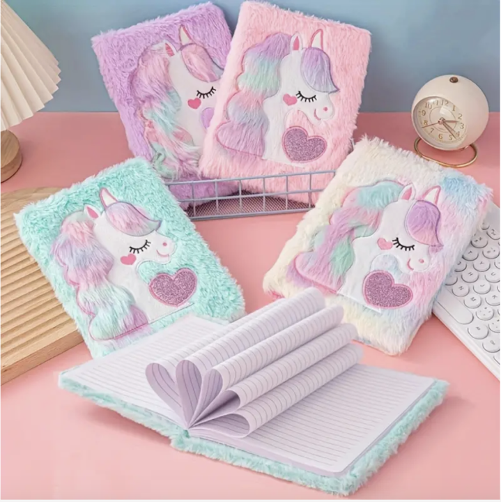Cute Unicorn Rainbow Fur Diary Notebook for Kids (1 Piece) | Daraz.com.np