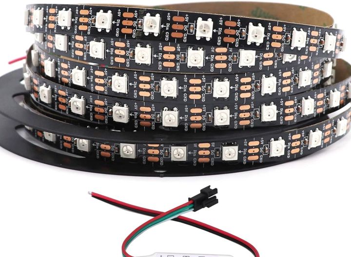 5M LED Smart Addressable Strip Light DC 5V Black And White PCB 60 LED/M ...