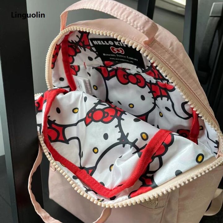 Linguolin Hello Kitty Cartoon Backpack Kawaii Sanrio Lady Bag Cute Girl ...