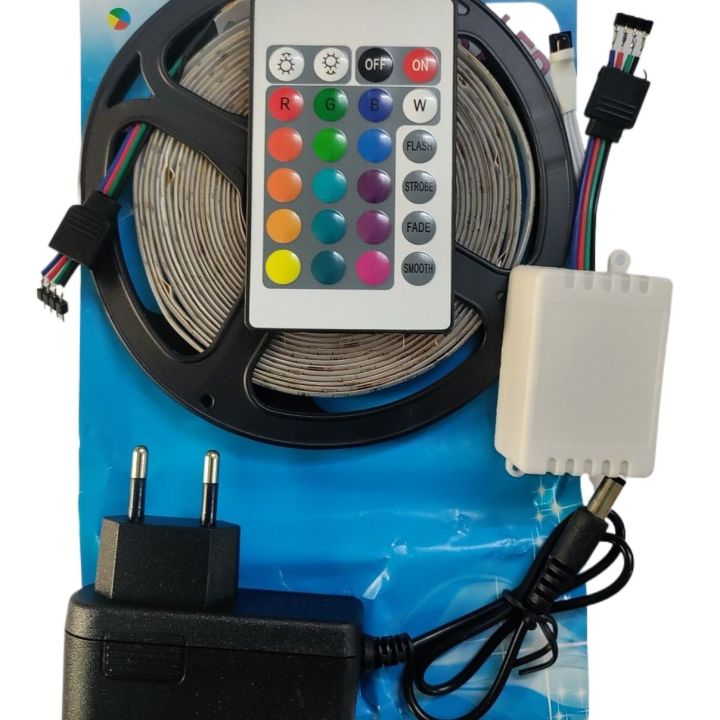 RGB with Remote + Adaptor Multi Color LED Strip Light Diwali Fancy ...