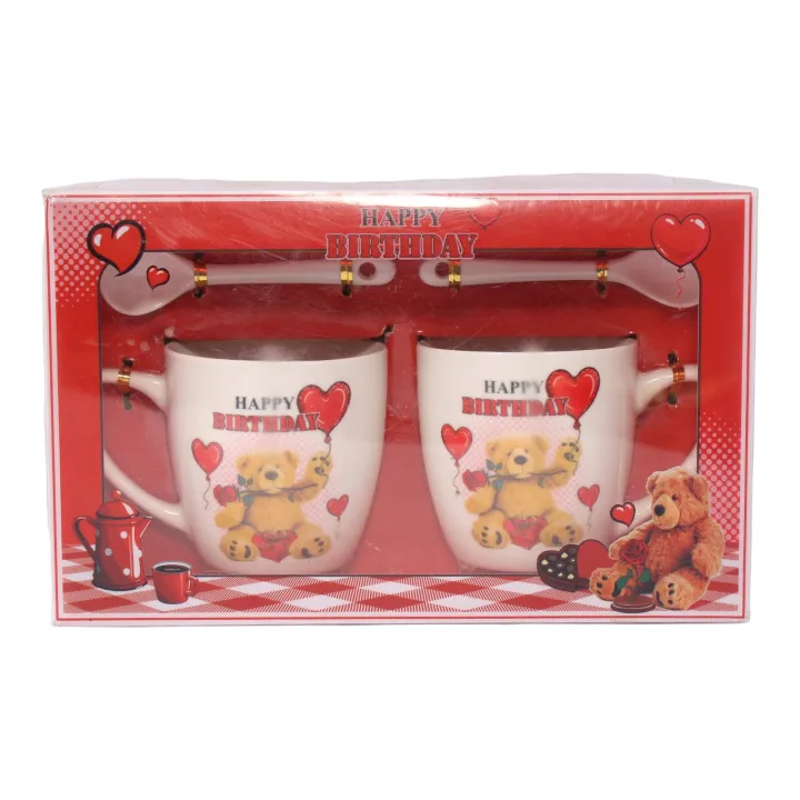 White Double Cup Set Birthday Gift Pack | Daraz.com.np
