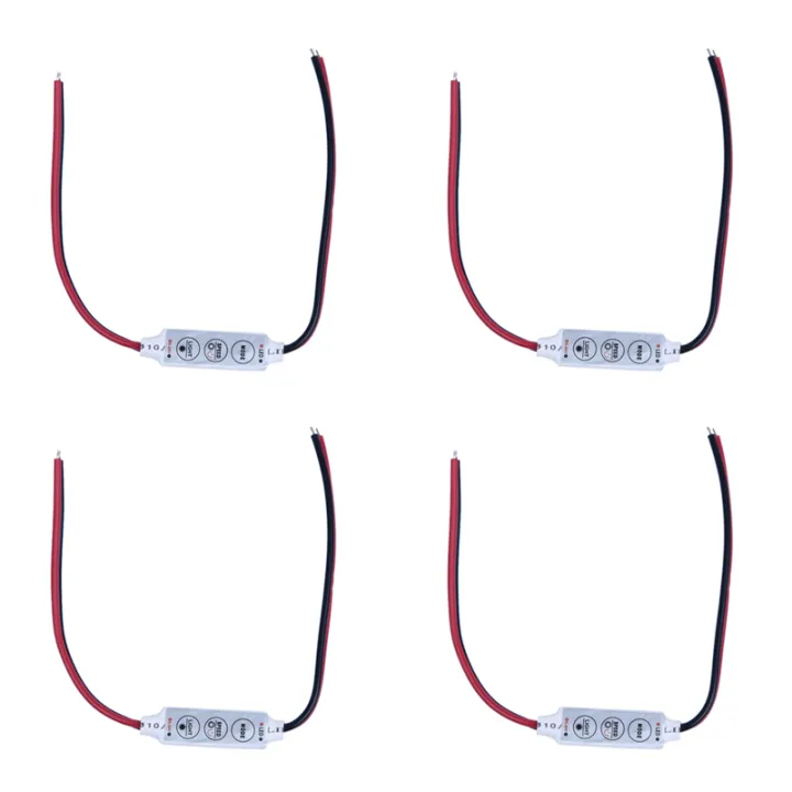 4X Mini 3 Keys Controller Dimmer for 3528 5050 LED Single Color Strip ...