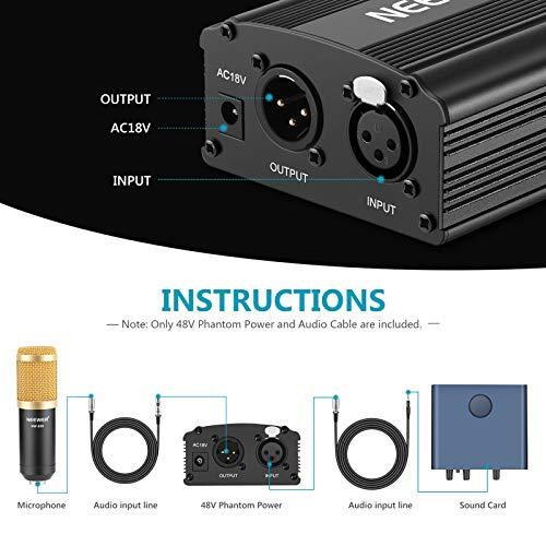 Phantom Power Supply With 10 Feet XLR Cable And Adapter For Any ...