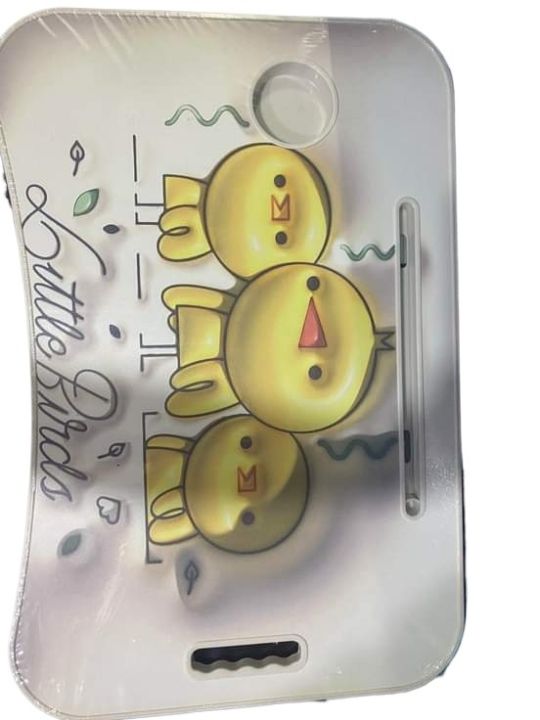 Printed Study Table for Kids And Laptop iPad Table With Glass Holder ...